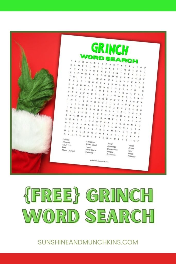 {FREE} Grinch Word Search Printable - Sunshine and Munchkins